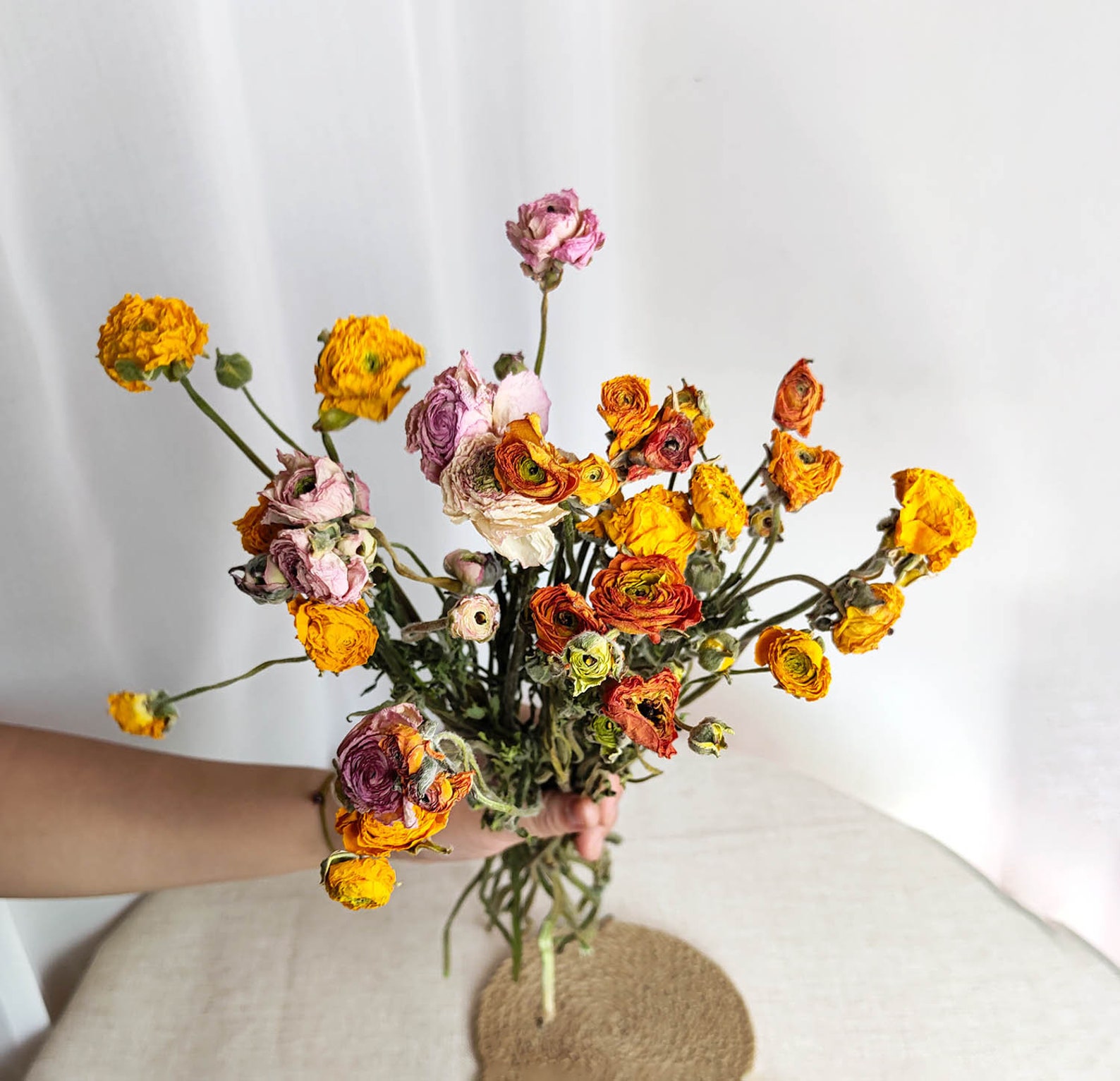 4 Color Dried Small Ranunculus Bunchdried Flower Bouquetdry Flower ...