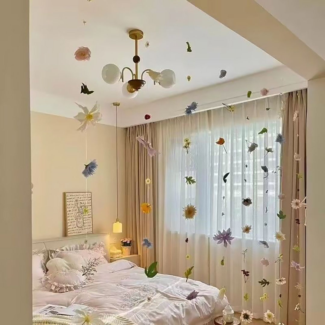 Handmade Floating Flower Door Curtain，6 Ft Hanging Curtain，artificial ...