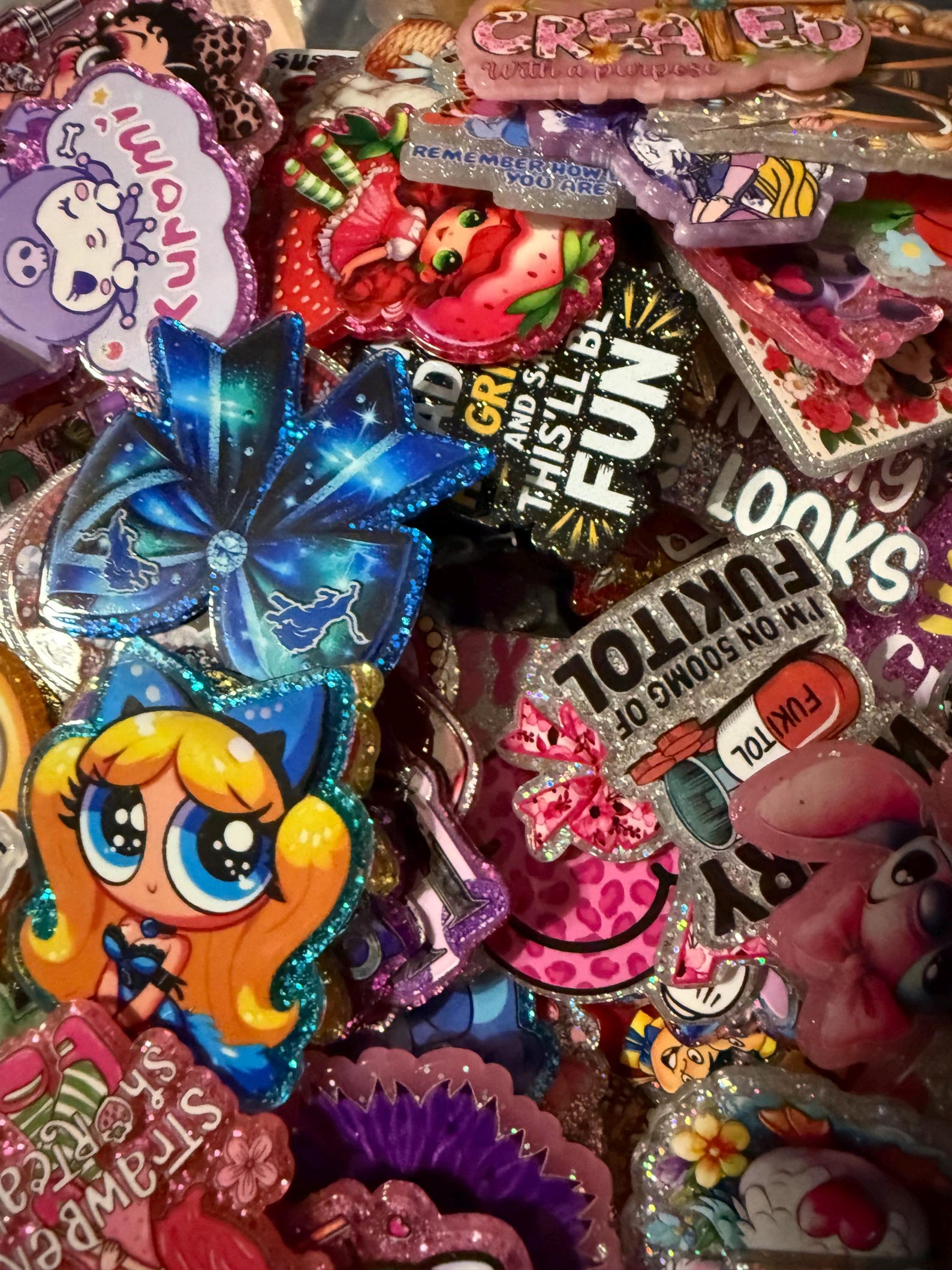 Random Mix of Glitter Acrylics for Badge Reel or Pens or Any Other ...