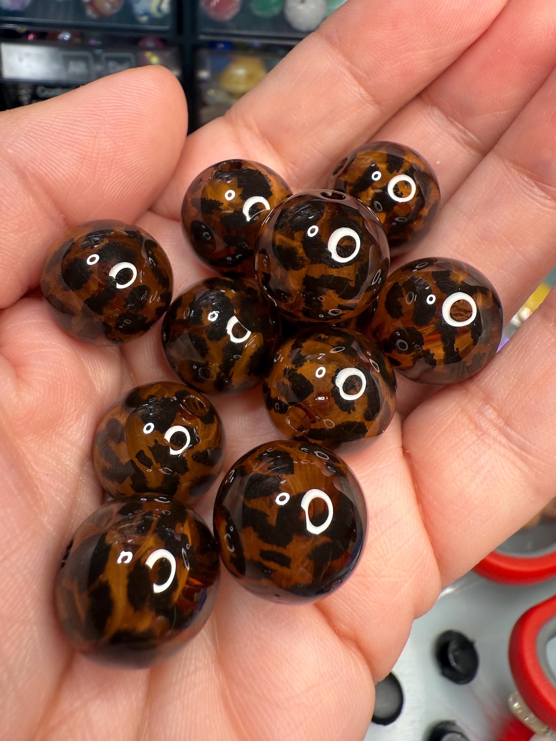 Cheetah Dark Brown Beads/ 16mm Cheetah Beads/ Beads for Pens/ Craft ...