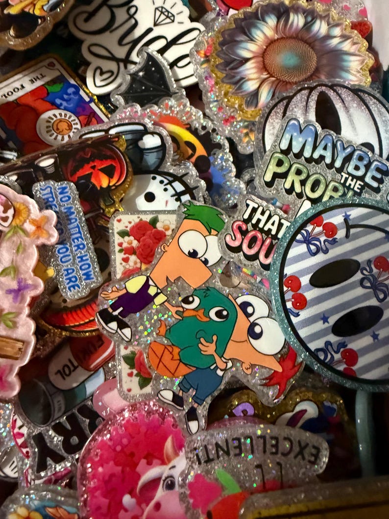 Random Mix of Glitter Acrylics for Badge Reel or Pens or Any Other ...