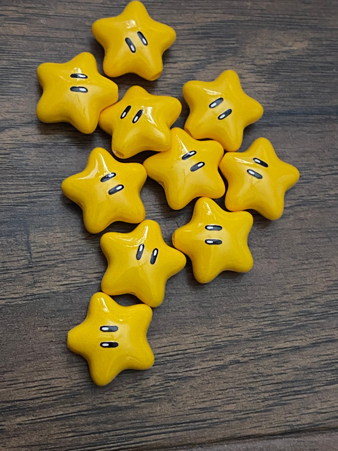 Yellow Mario World Stars Bead / Pen Beads/ Keychain Beads/ Nintendo ...