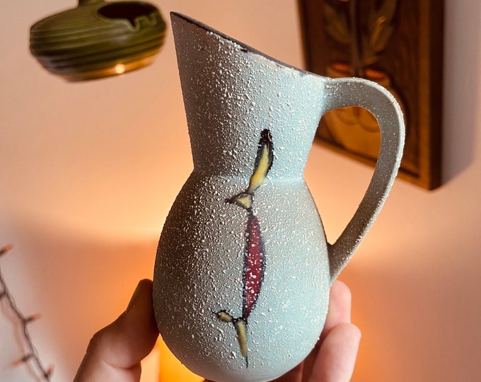 Vintage Small MCM Pottery Small Textured Pitcher With Funky Design ...