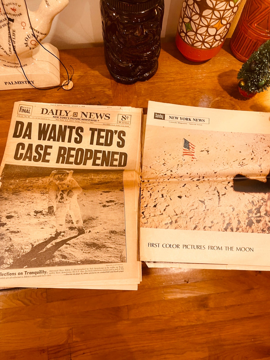 1969 Apollo 11 Neil Armstrong Man on the Moon Newspapers, Vintage 1960s ...