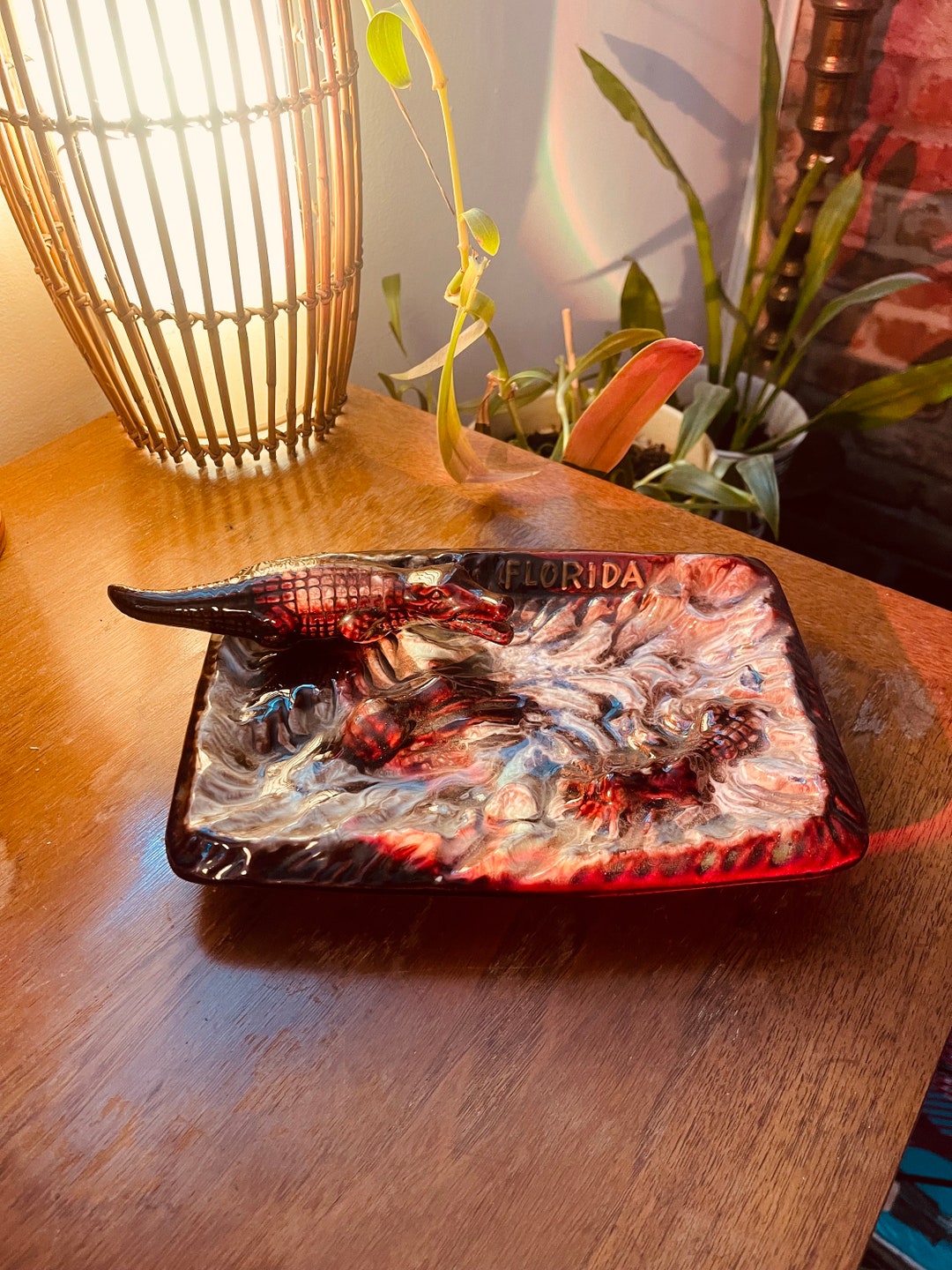 MCM 1940s-50s Vintage Ceramic Red Pottery Florida Souvenir Gator ...