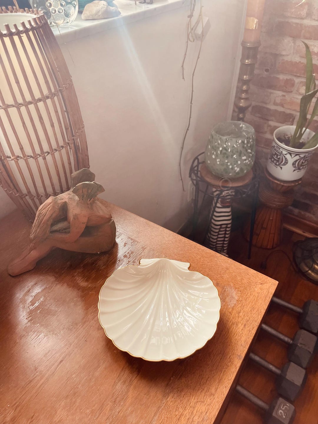 Vintage Lenox Clam Shell Dish, Seashell Trinket Dish 7" Ivory Gold Trim ...