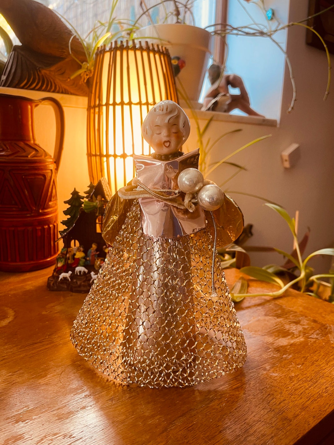 Vintage Holt Howard 1950s/60s MCM Ceramic Angel Head, Metal Wing Tree ...