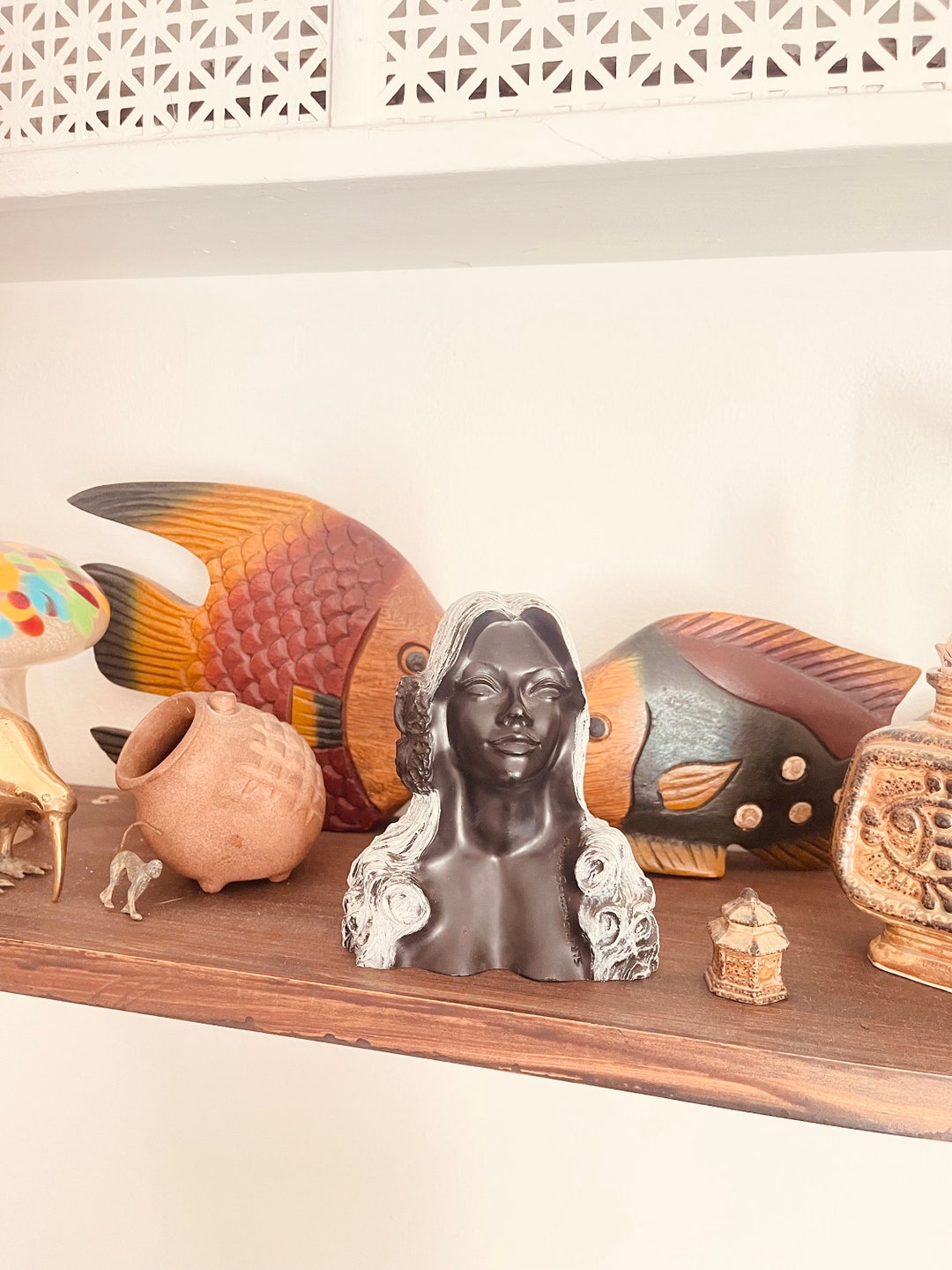 Vtg 1975 Frank Schirman Black Coral Maiden Figure Hawaii Souvenir Lehua ...