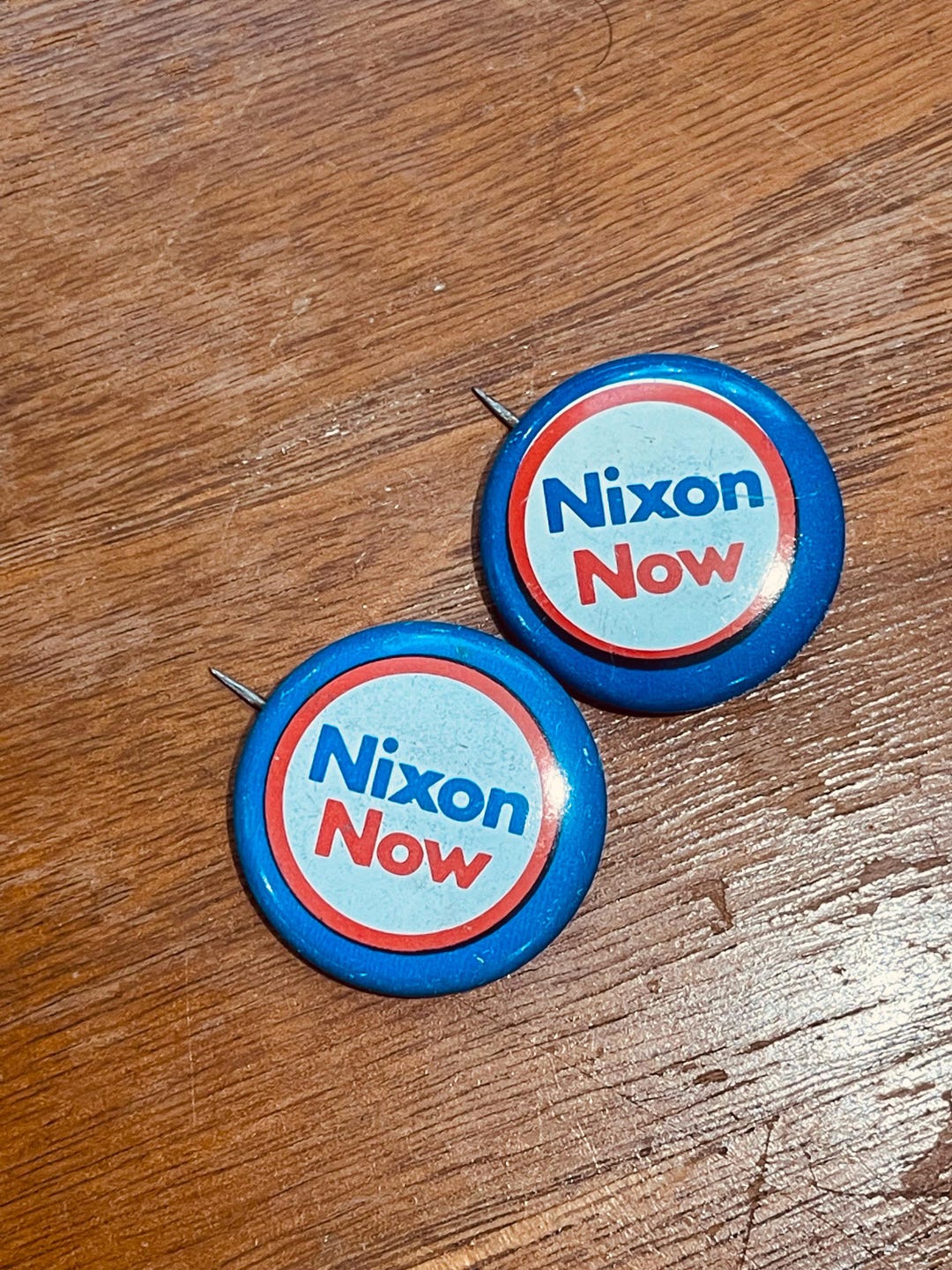 Pair of Two Vintage 1970s NIXON NOW Presidential Pins, Vintage ...
