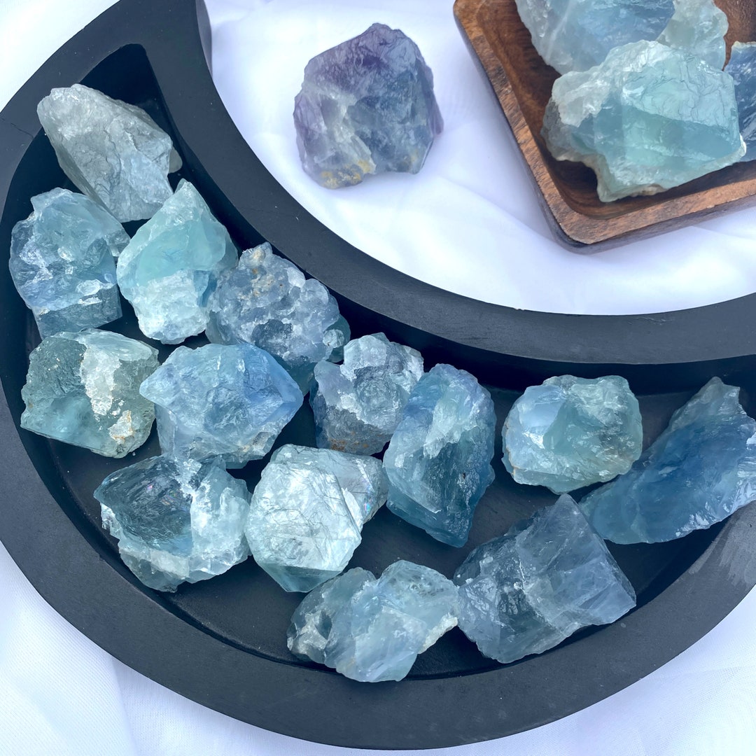Raw Blue Fluorite Chunks, Fluorite, Blue Fluorite - Etsy