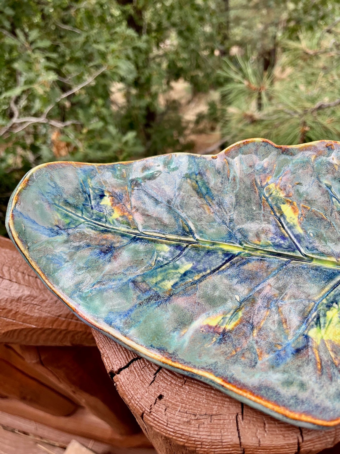 Fall Leaf, Ceramic Pottery, One-of-a-kind Handmade Serving Tray ...
