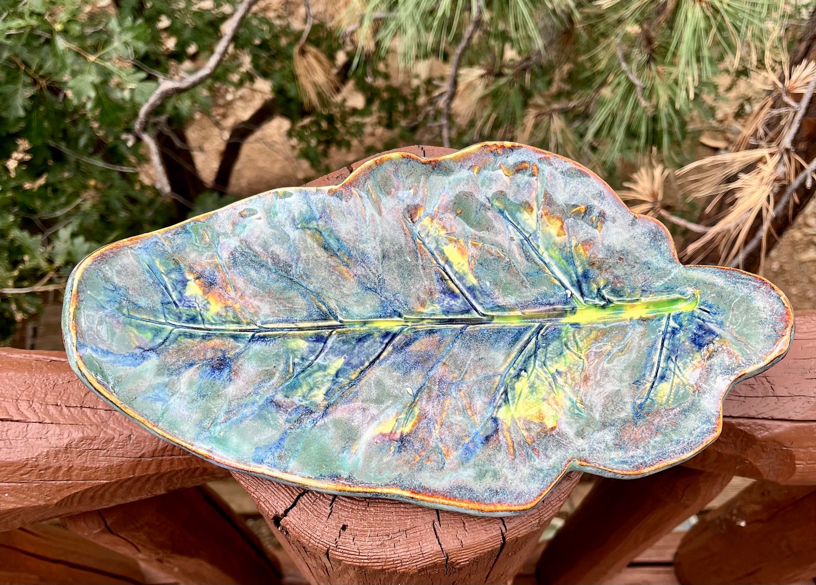 Fall Leaf, Ceramic Pottery, One-of-a-kind Handmade Serving Tray ...
