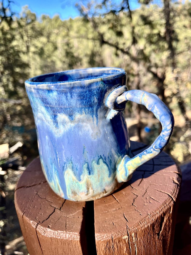 Coffee Stoneware Blue Mug Cup Pottery Rustic Vessel One of a Kind ...