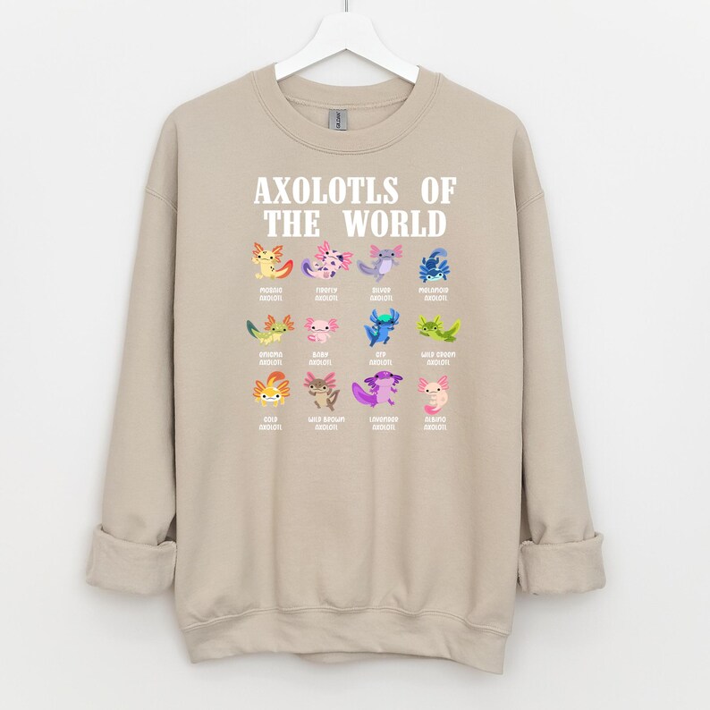 Cute Axolotl Types Sweatshirt / Axolotl Salamander / Sweater for Men ...