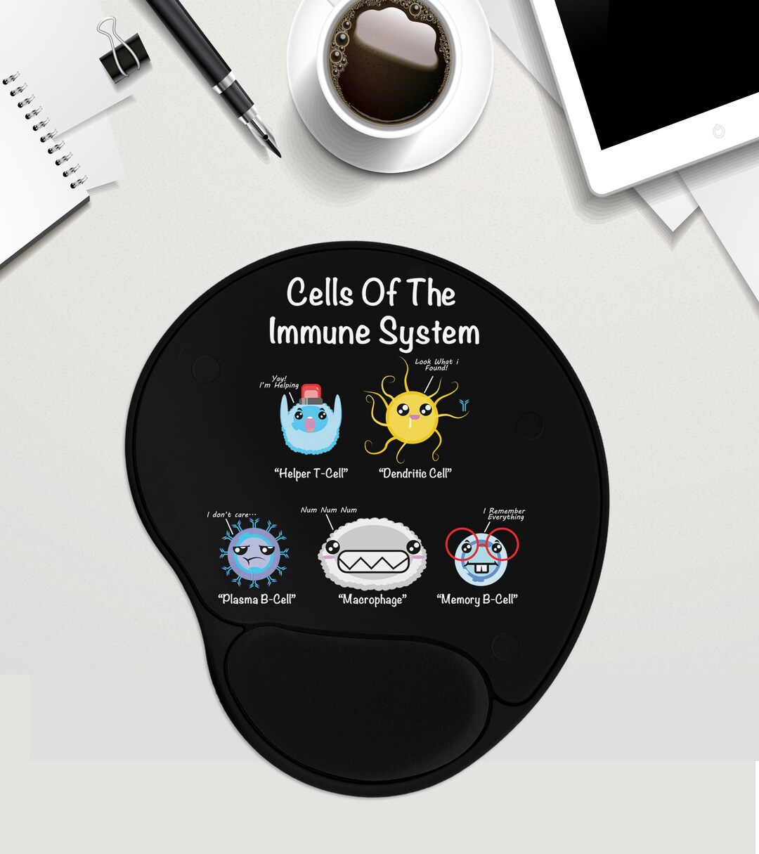 Cells of the Immune System Mouse Pad Funny Science With Wrist Rest ...
