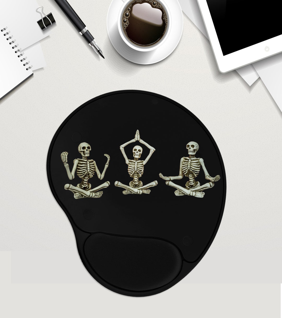 Skeleton Mouse Pad, Funny Yoga Gifts, Skull and Bones, Halloween Custom ...