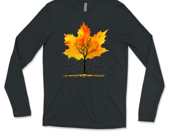 Maple Tree Falling Leaves Tshirt Autumn Fall Season Botanical | Etsy