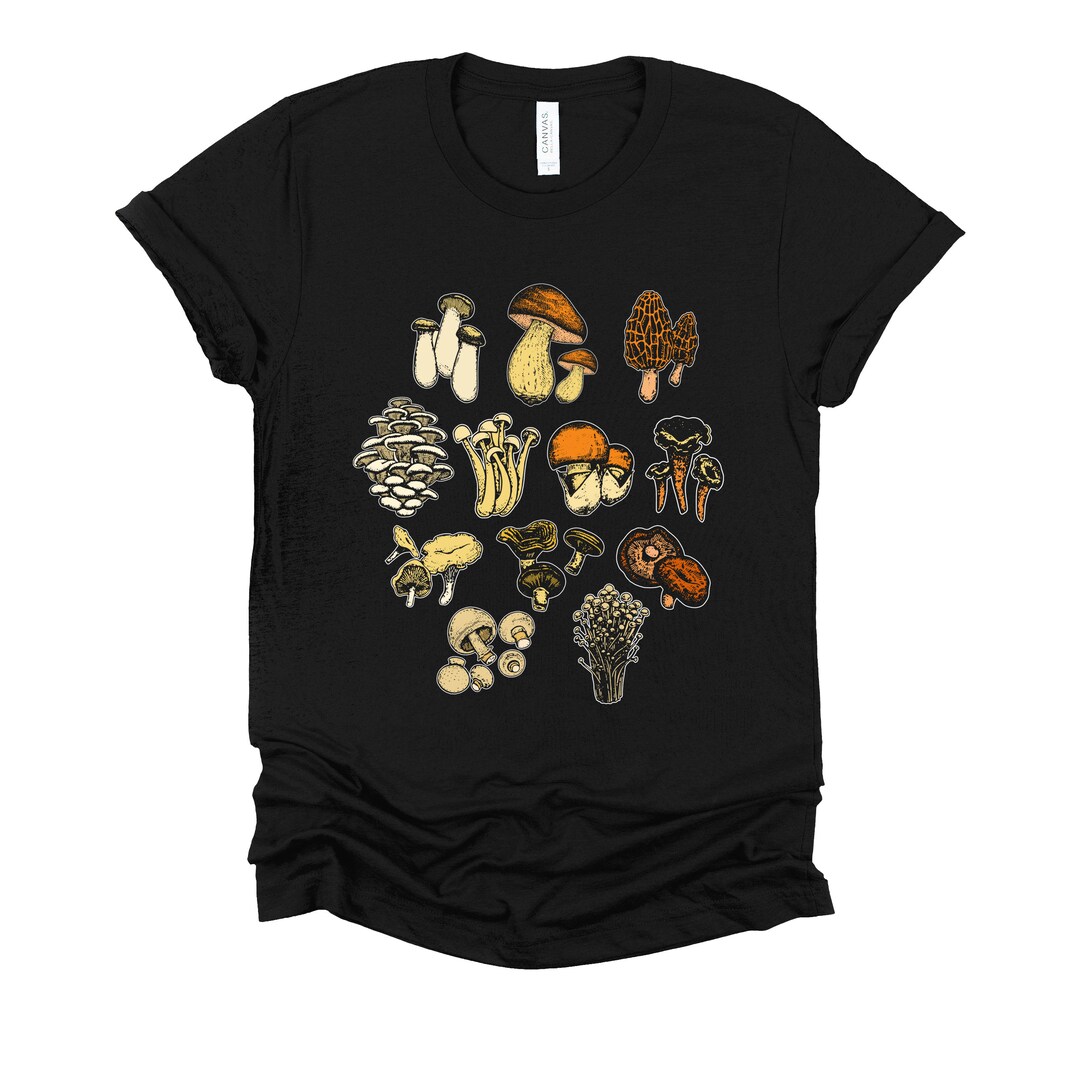 Mushroom Shirt, Botanical Print Nature Tshirt, Mushrooms Tee Shirt ...