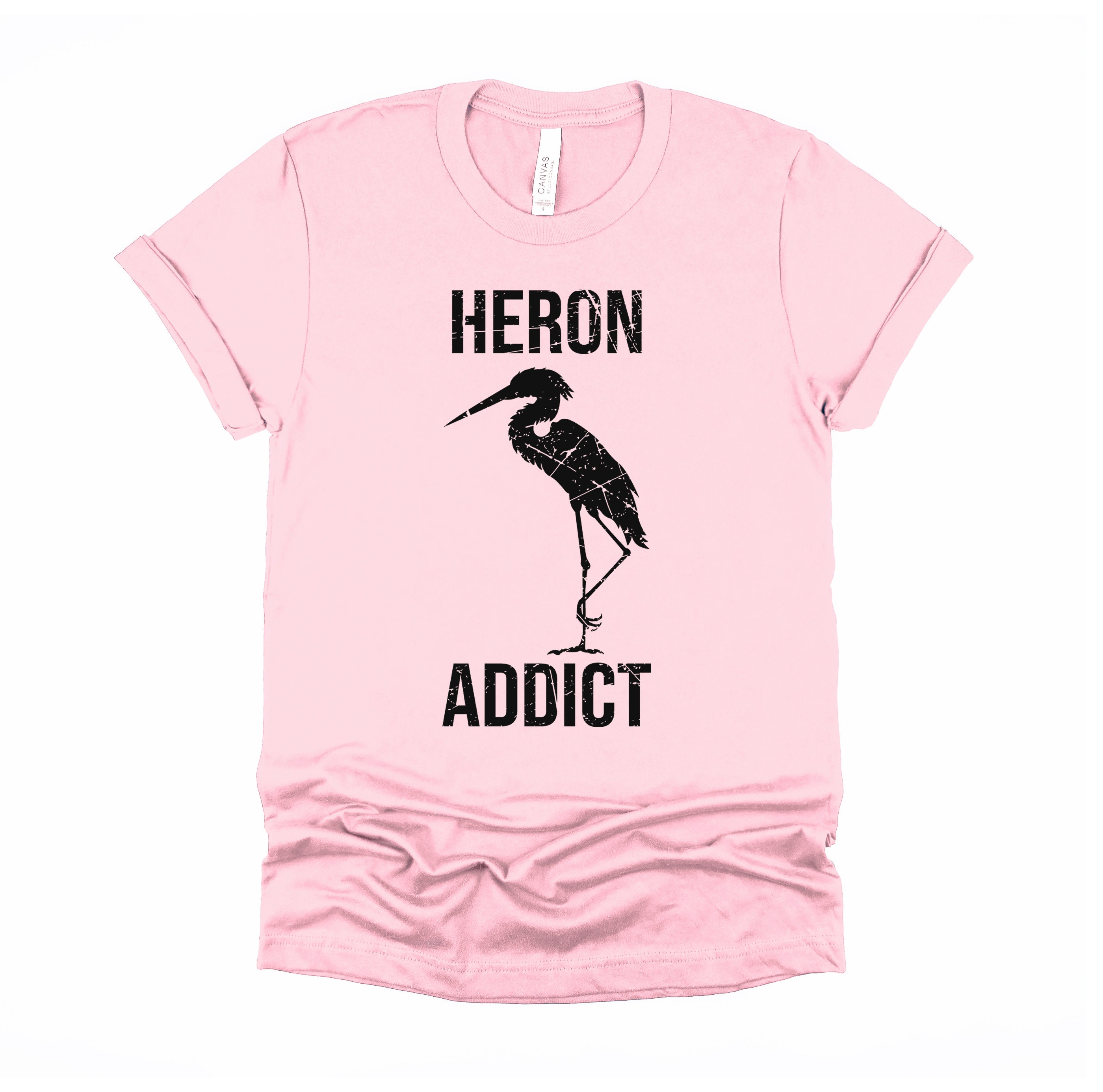 Heron Addict Pun T-shirt - Bird Watching Short-sleeve Unisex T-shirt XS ...