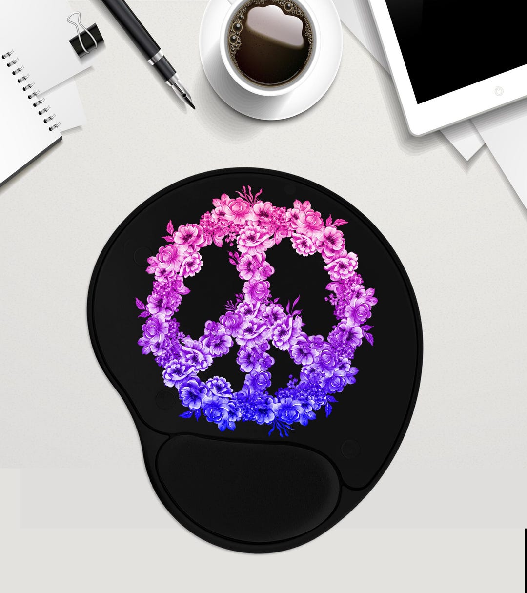 Floral Peace Sign / Peace Symbol / Gay Pride / Custom Mouse Pad ...
