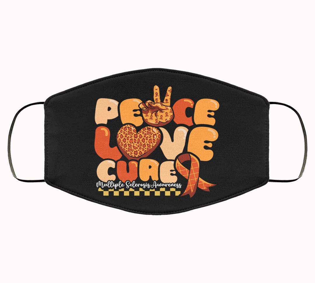 Multiple Sclerosis Awareness Fask Mask / Peace Love Cure Orange Ribbon ...