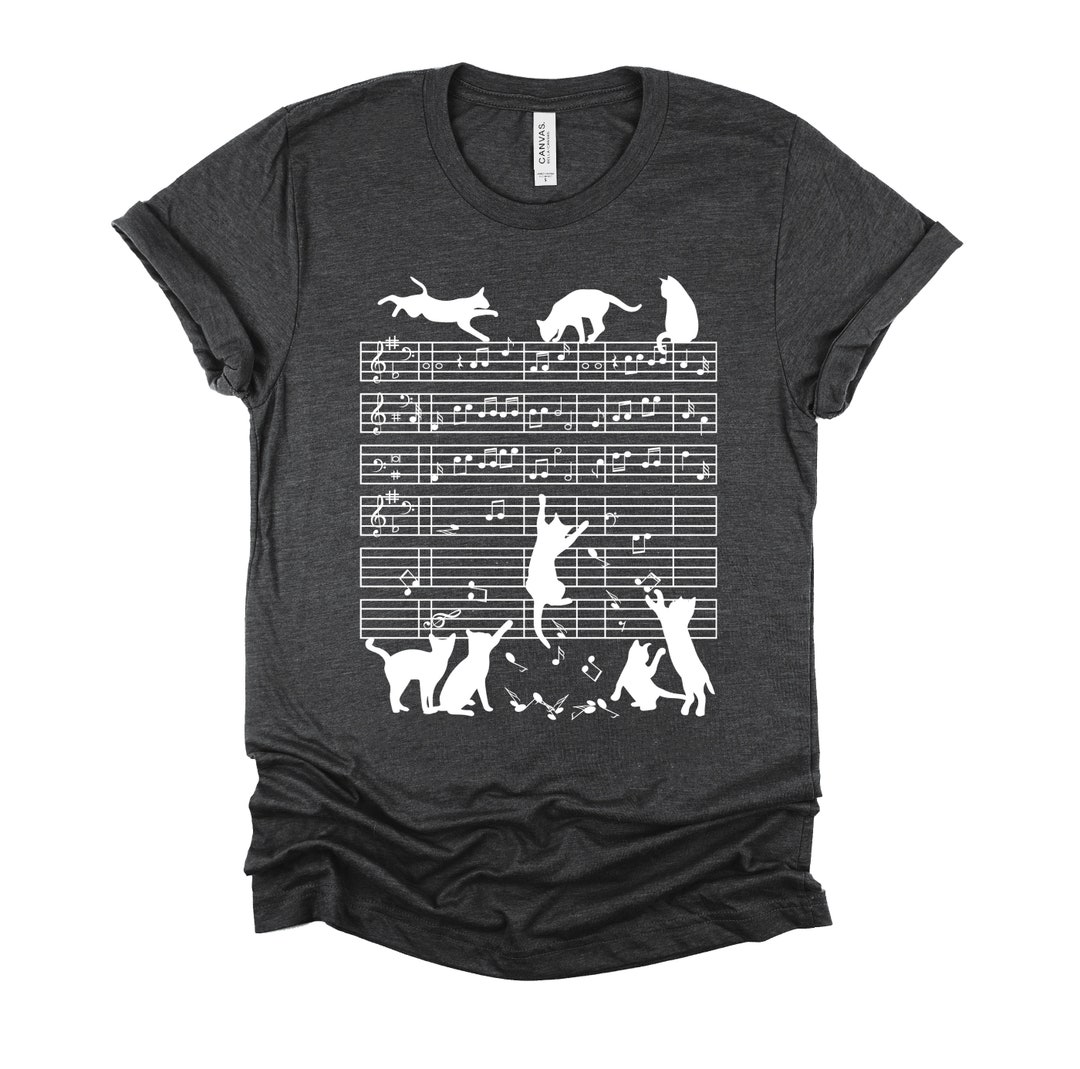 Cats Musical Notes Tshirt, Cat and Music Shirt, Musician Gifts, Animal ...
