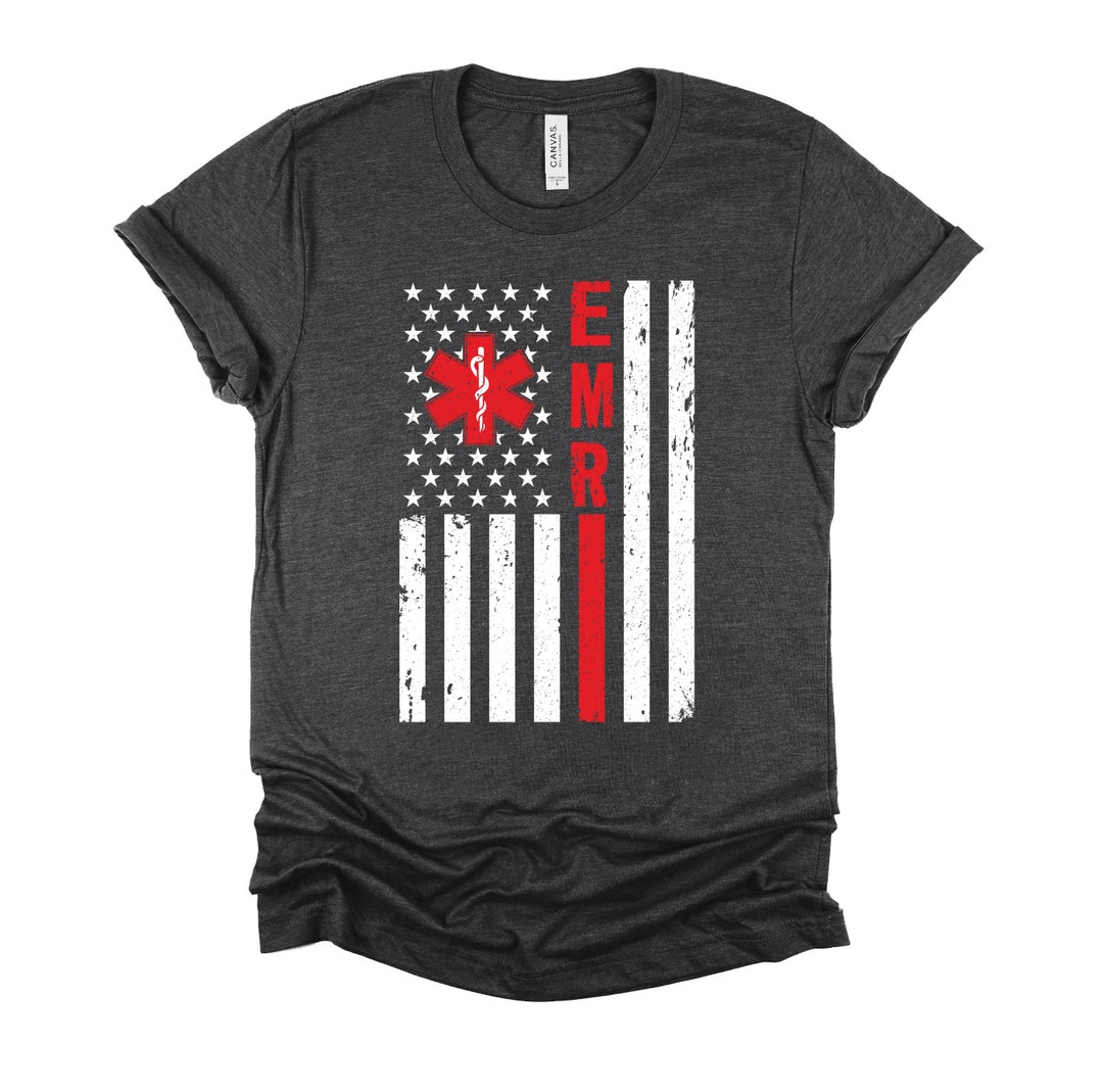 EMR Emergency Tshirt, Medical Technician Shirt, Paramedic Red Line Tee ...