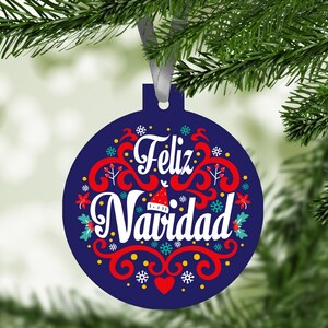 Feliz Navidad Ornament / Christmas Aluminum Ornament / Spanish ...