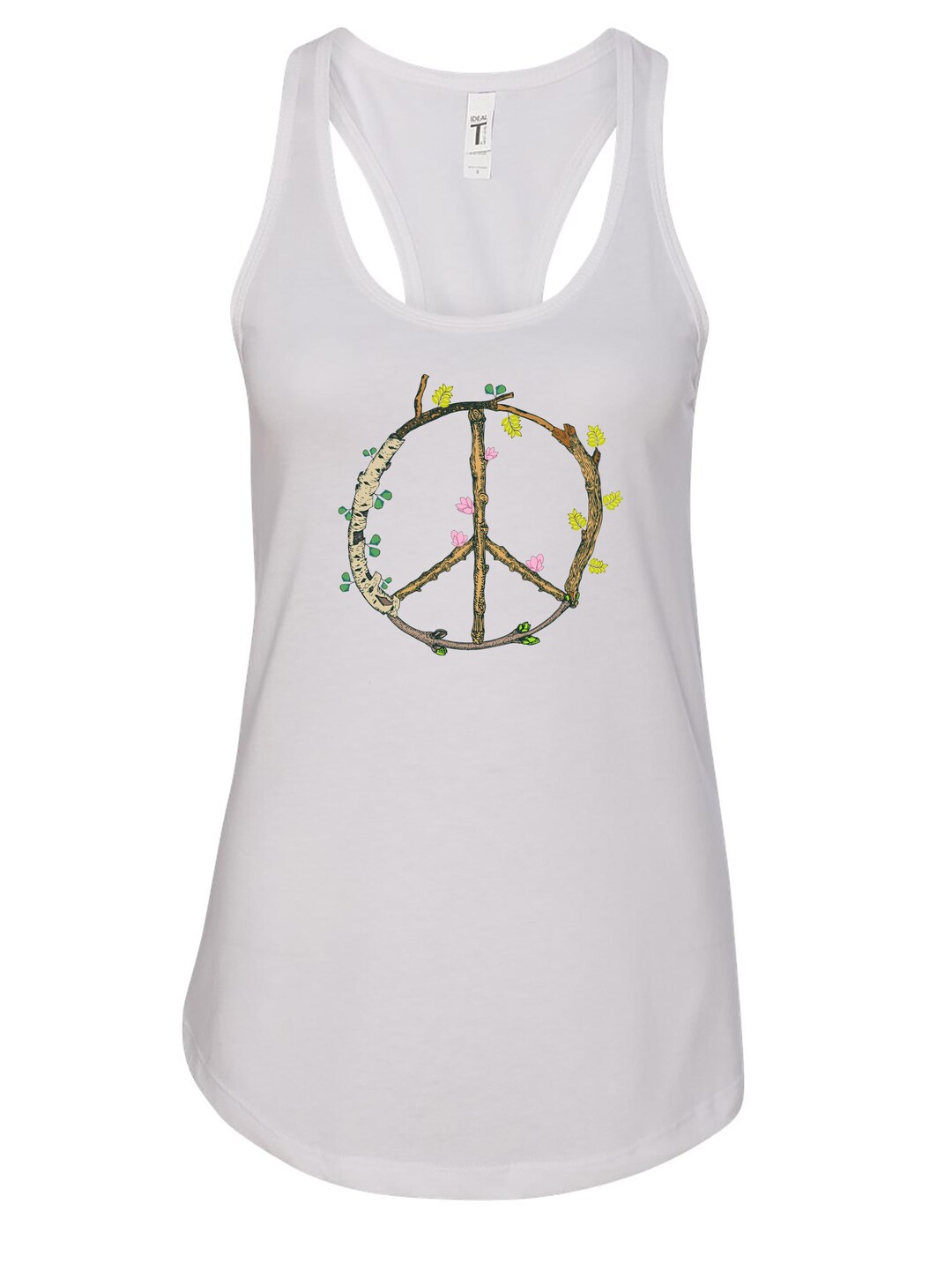 Womens Wood Peace Sign Tank / Boho Chic / Peace Symbol Tank Top ...