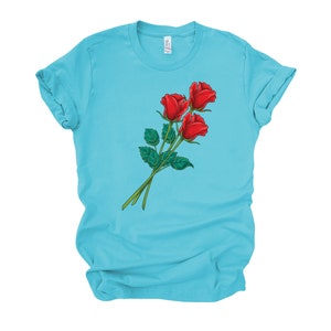 Womens Red Roses Tshirt / Floral Graphic Tee / Garden Flower Shirt ...