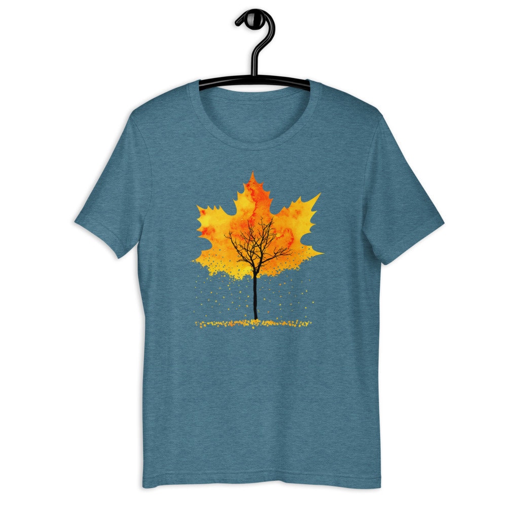 Maple Tree Falling Leaves Tshirt Autumn Fall Season Botanical | Etsy