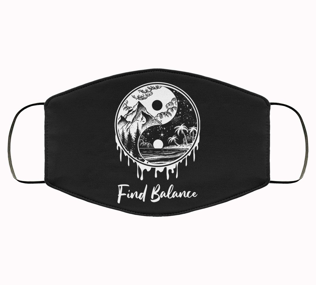 Find Balance Yin Yang Face Mask Adult & Kids Mask Yoga Nature Print ...