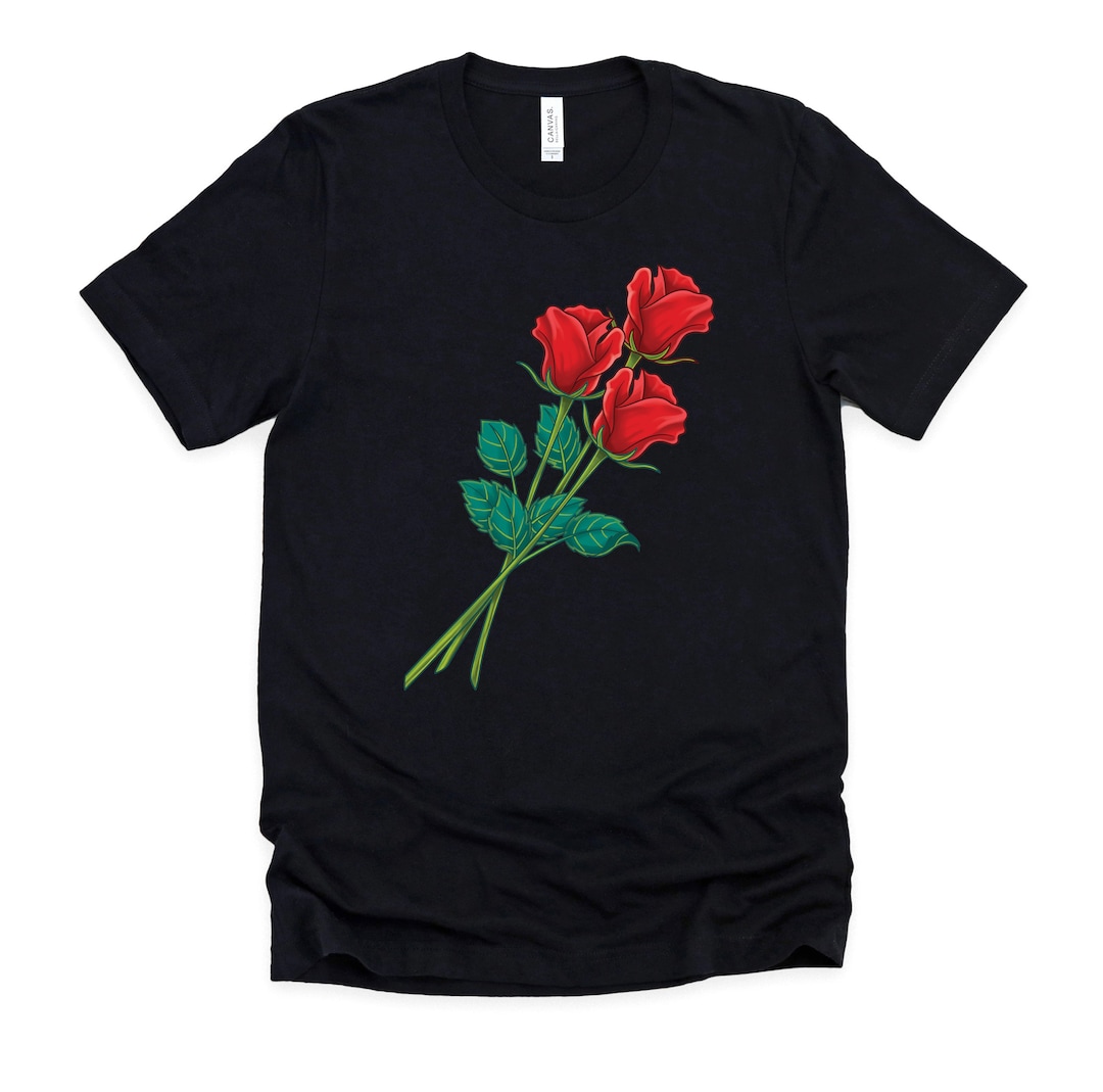 Womens Red Roses Tshirt / Floral Graphic Tee / Garden Flower - Etsy