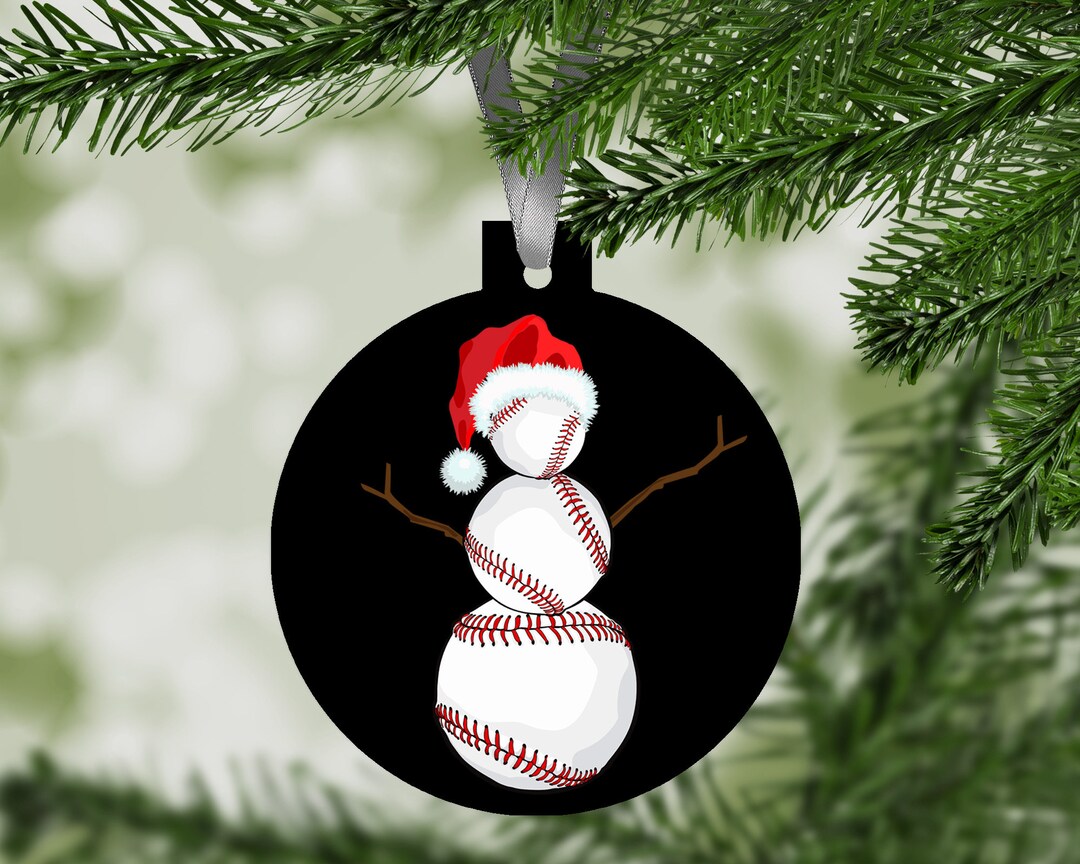Baseball Snowman Christmas Ornament Aluminum Personalized Holiday Xmas ...