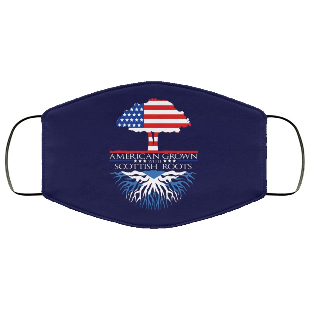 American Grown Scottish Roots Face Mask Adult & Kids Mask Scotland Flag ...