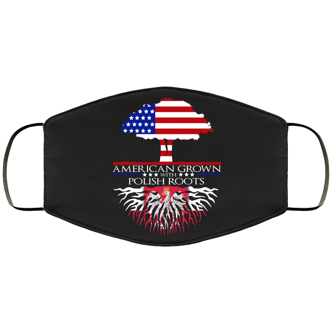 American Grown Polish Roots Face Mask Adult & Kids Poland Flag Face ...