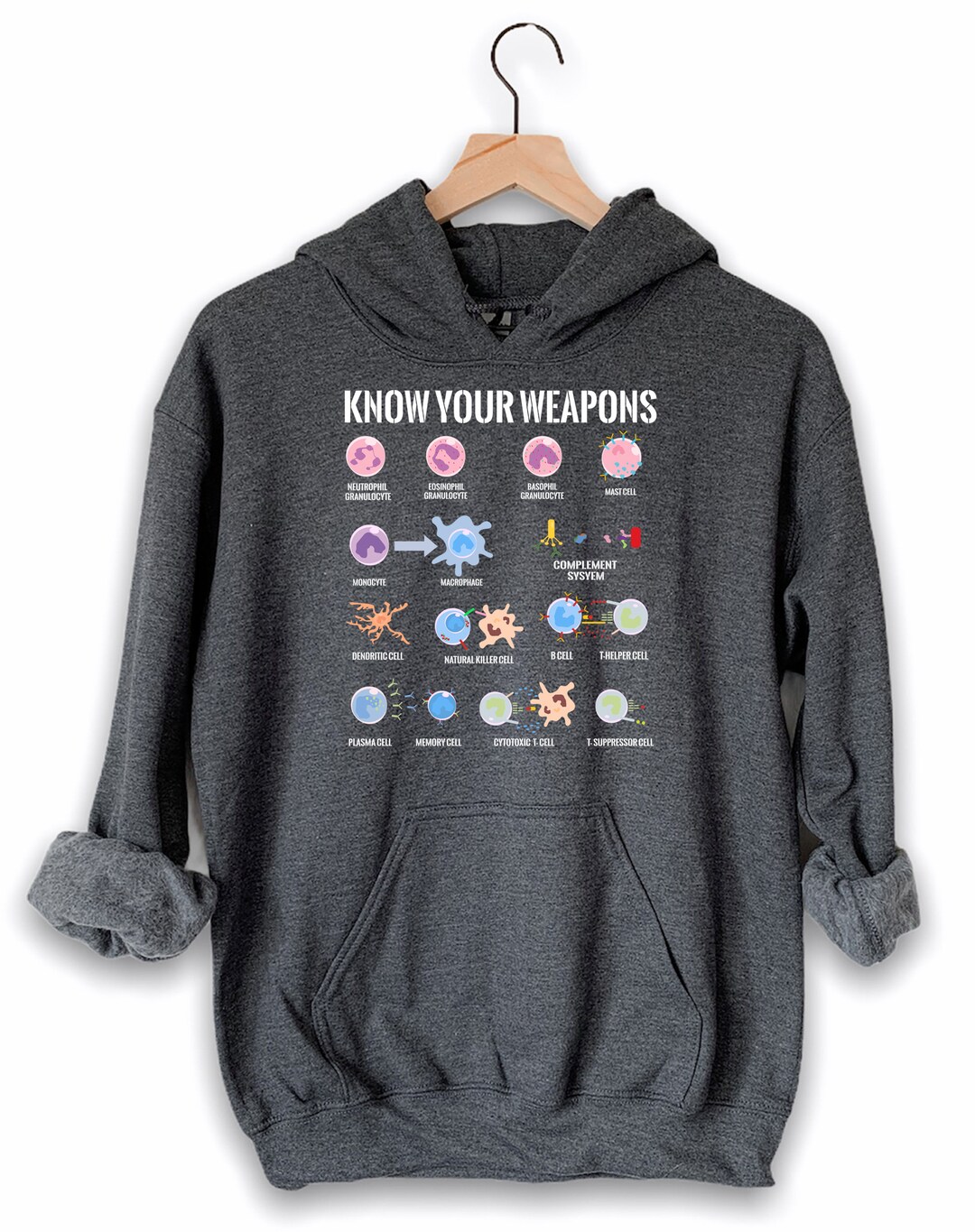 Immune System Cells Hooded Sweater / Know Your Weapons / Microbiology ...