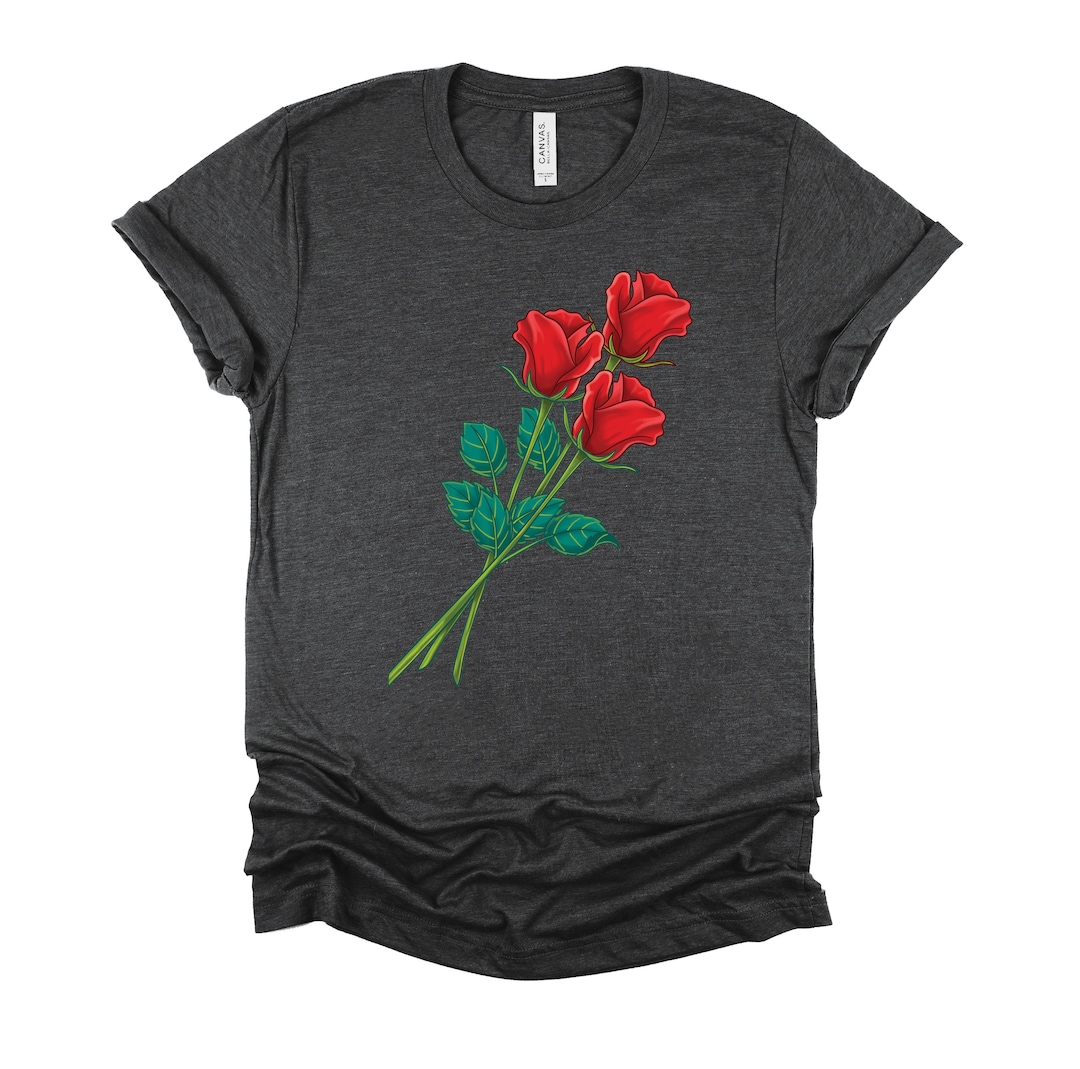 Womens Red Roses Tshirt / Floral Graphic Tee / Garden Flower Shirt ...
