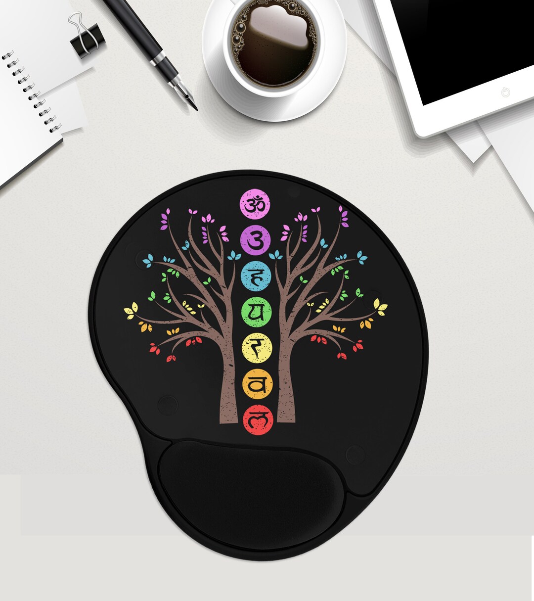 Chakra Tree of Life Mouse Pad Meditation Healing Crystals With Wrist ...