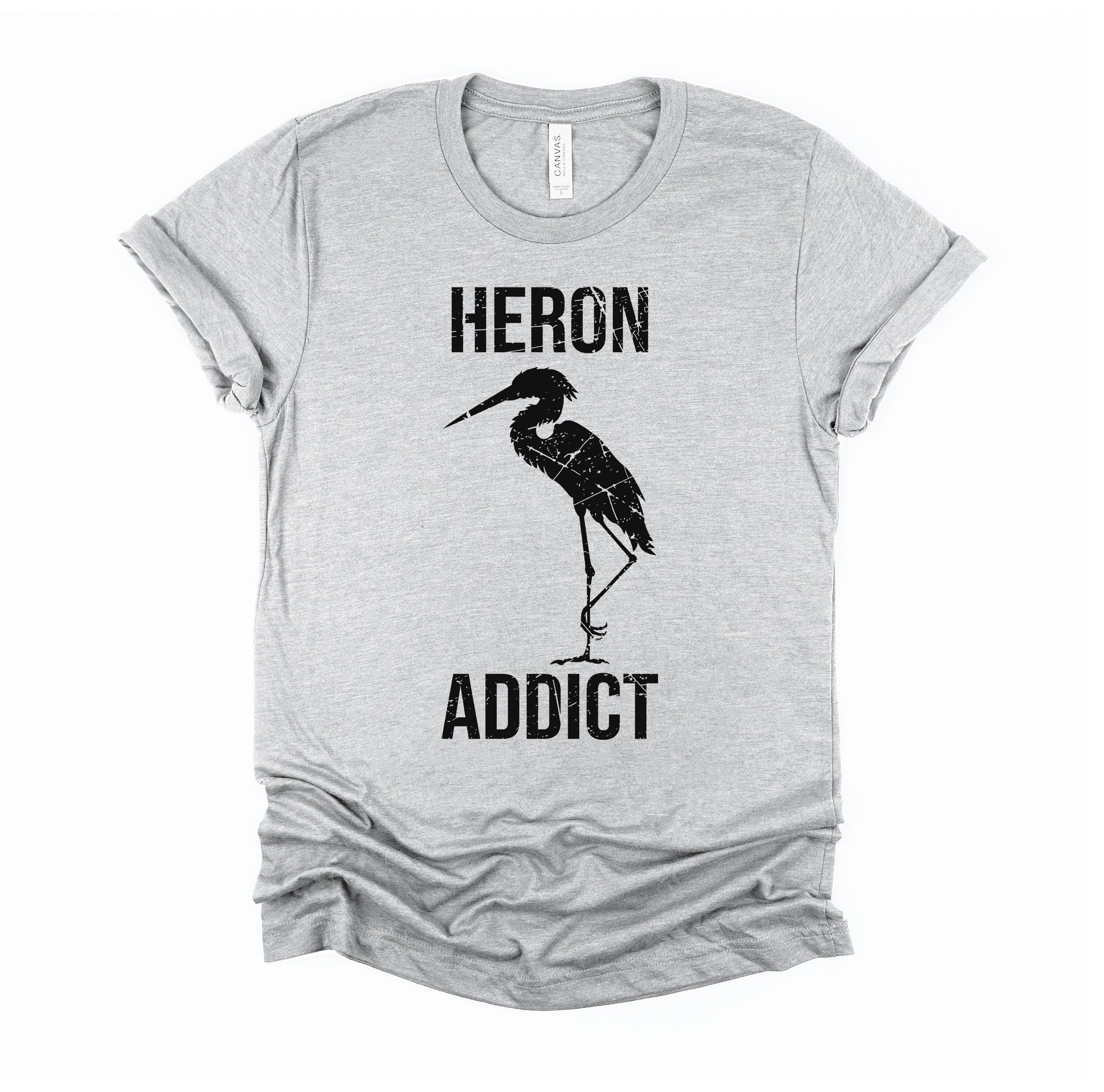 Heron Addict Pun T-shirt - Bird Watching Short-sleeve Unisex T-shirt XS ...
