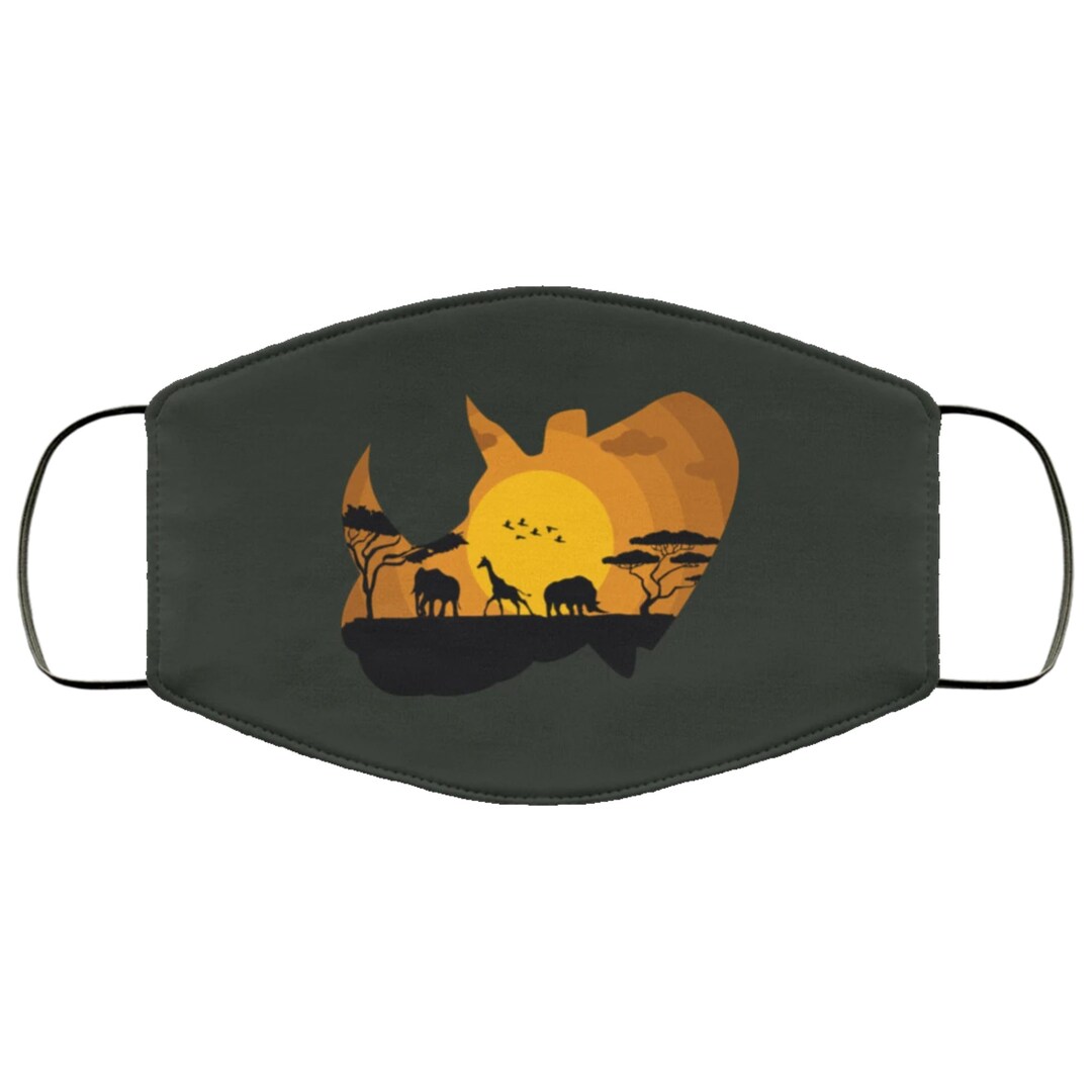 Rhino Face Mask Adult & Kids Mask African Wildlife Animal Face Masks ...