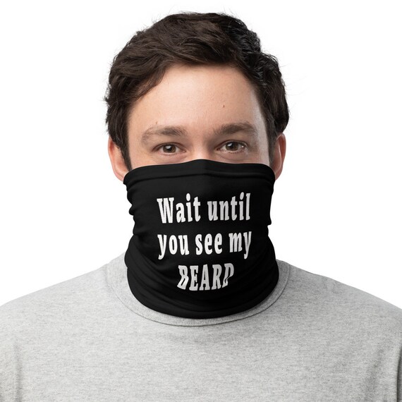 Mens Funny Face Mask See My Beard Neck Gaiter Black White Tube | Etsy