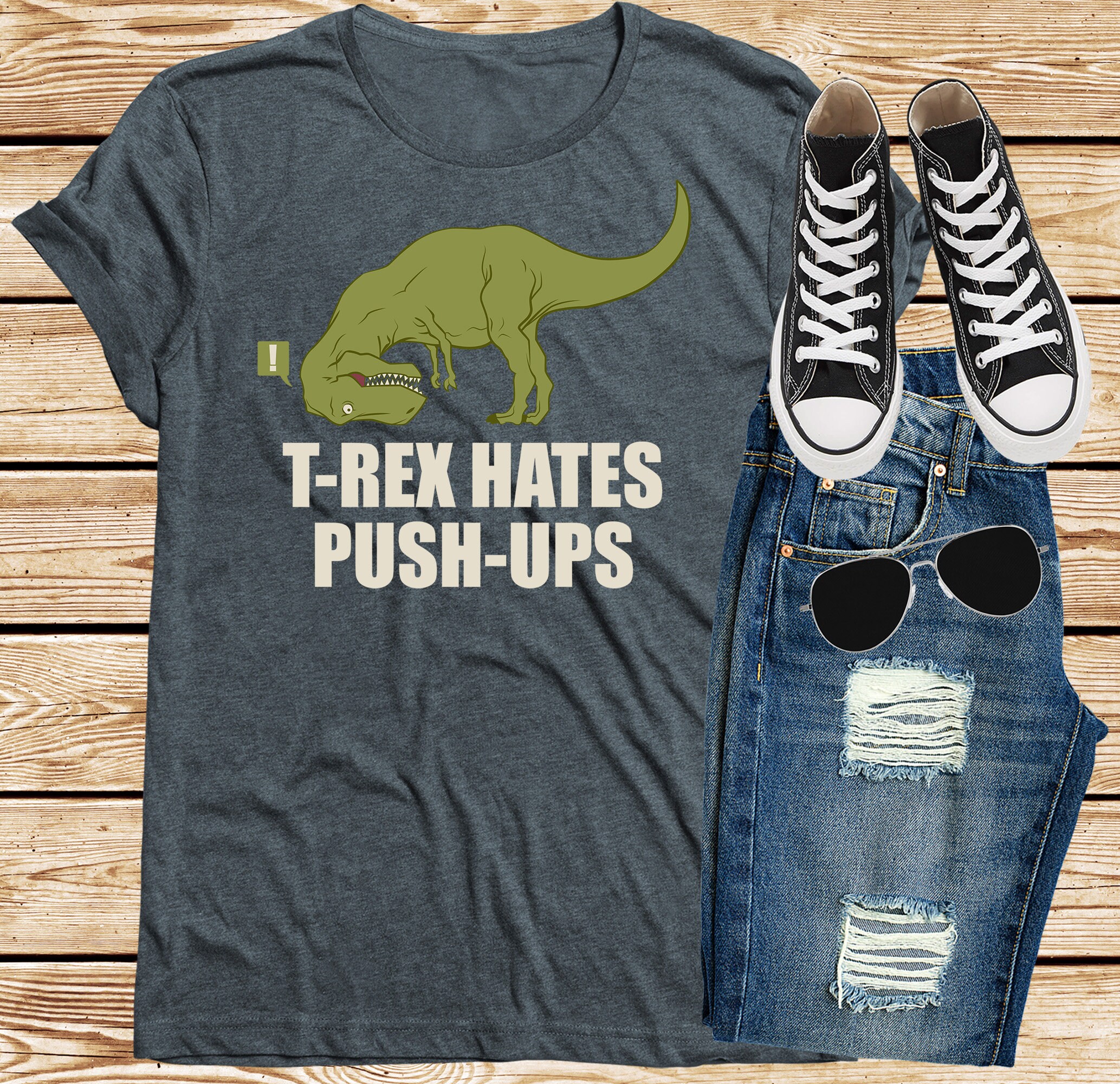 T-Rex Hate Push Ups Tshirt T Rex Push-Up Shirt Funny Trex | Etsy