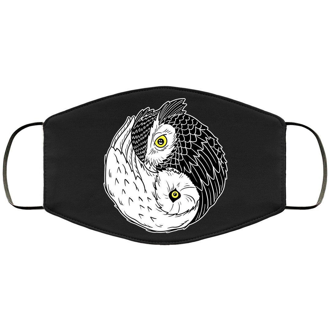 Yin Yang Owl Face Mask Adult & Kids Mask Animal Print Yinyang Owls Face ...