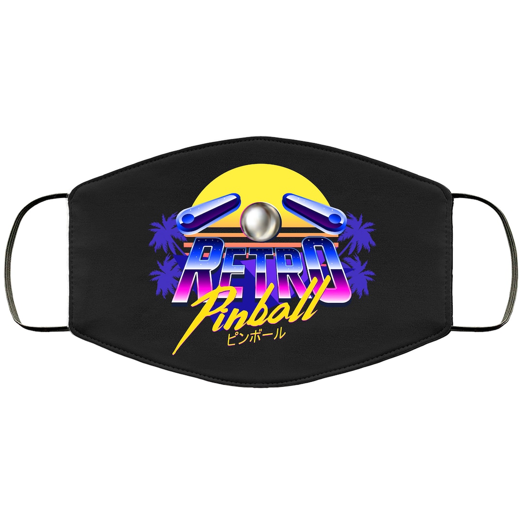 Retro Pinball Face Mask Adult & Kids Mask Arcade Game Gamer Face Masks ...