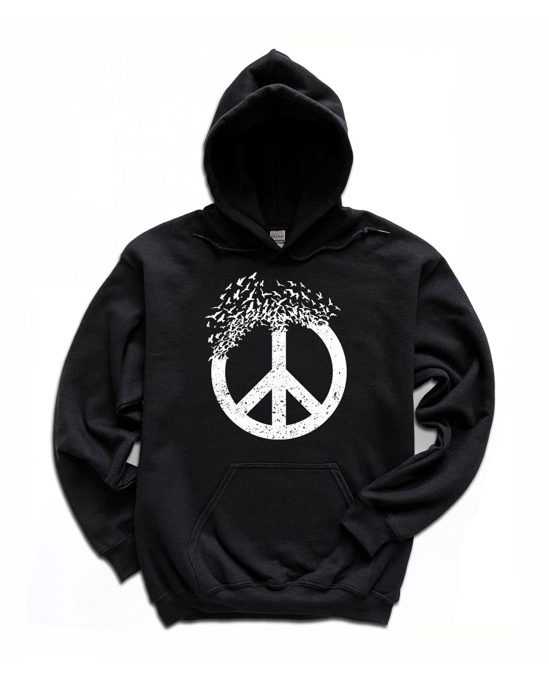 Peace Sign Hoodie / White Peace Symbol / Flying Doves / Unisex Peace ...