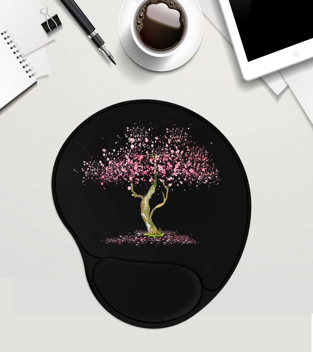 Cherry Blossoms Tree Mouse Pad, Pink Sakura Tree, Nature Prints, Custom ...