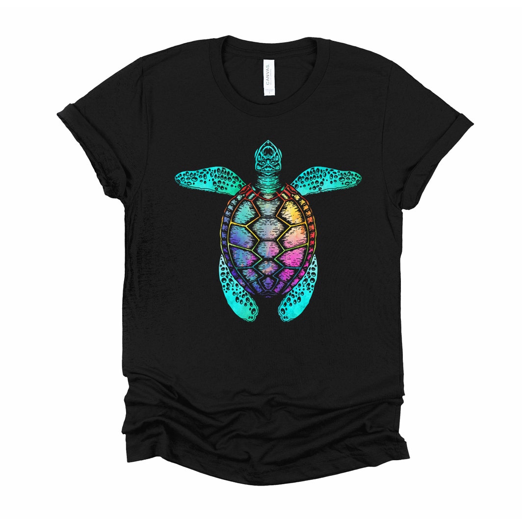 Cute Colorful Sea Turtle Shirt, Rainbow Shell Tshirt, Animal Prints T ...