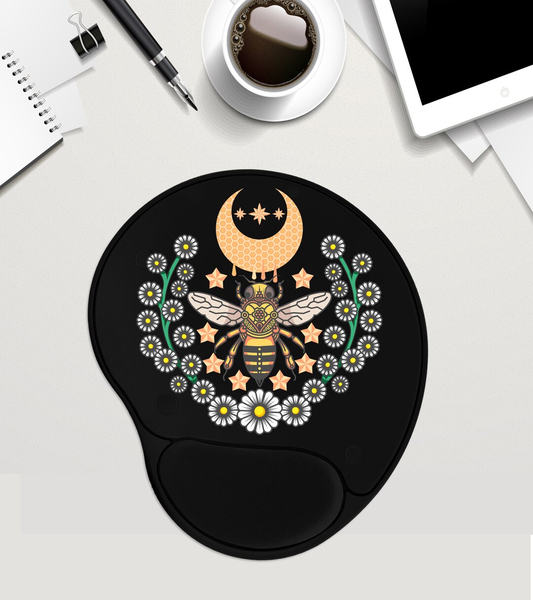 Floral Queen Bee Mouse Pad Honey Bee Beekeeper Gift Beekeeping With ...