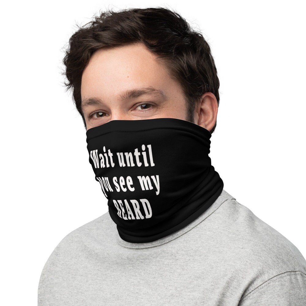 Mens Funny Face Mask See My Beard Neck Gaiter Black White Tube - Etsy